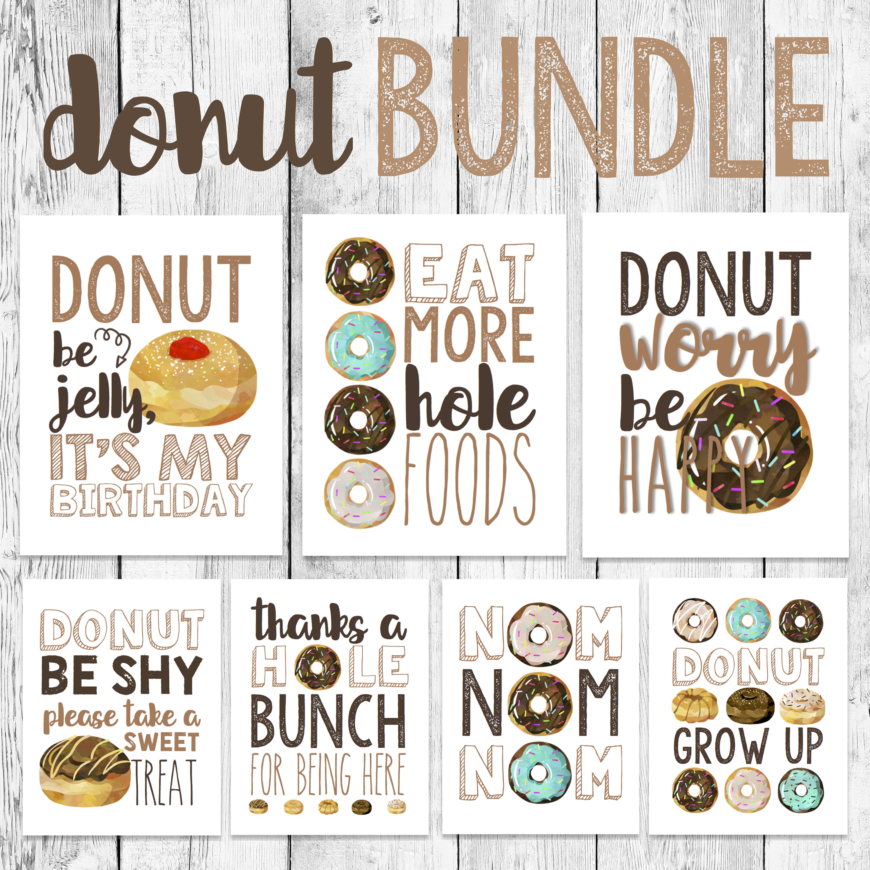 Donut Word Art Bundle/ Party Printable/ First Birthday | Etsy