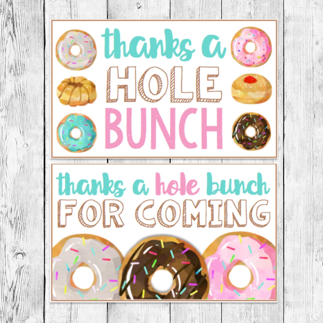 Thanks a HOLE Bunch PINK Donut Party Gift Labels/ Chocolate Vanilla ...