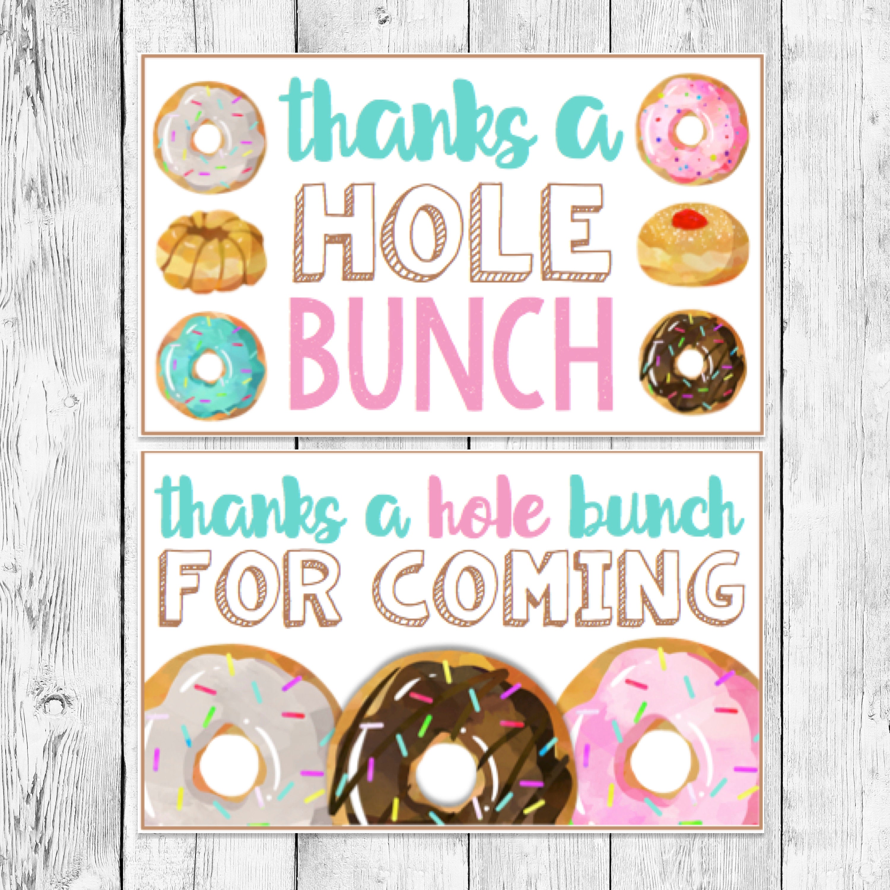 Thanks a HOLE Bunch PINK Donut Party Gift Labels/ Chocolate | Etsy