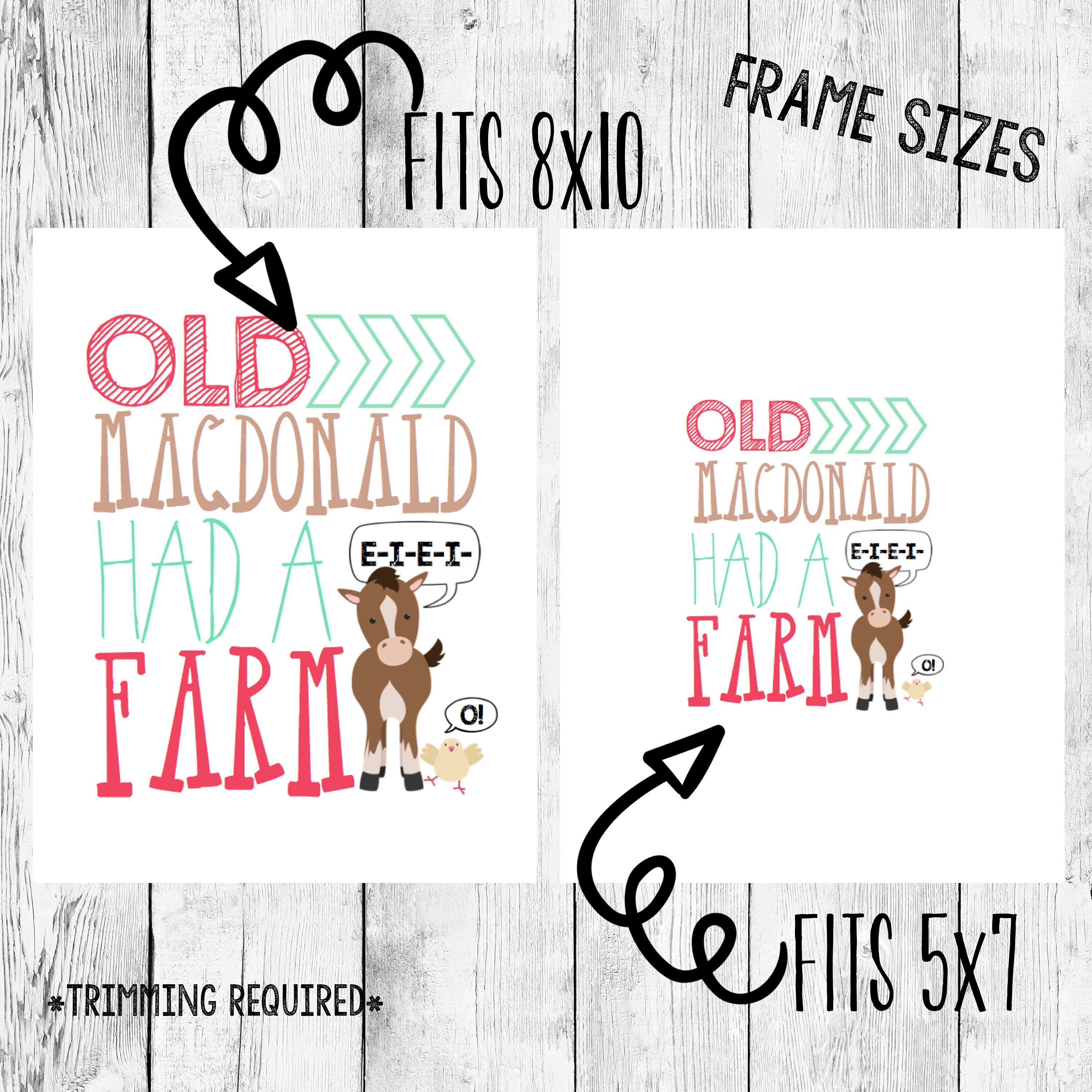 Old Macdonald Party Printable/ Farm Animals Birthday Word Art/ Horse ...
