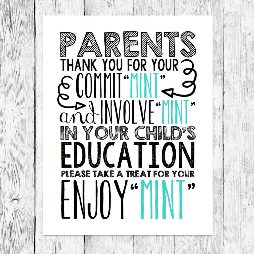 Back to School Night Mint Pun/ Parent Gift Word Art/ Teacher ...