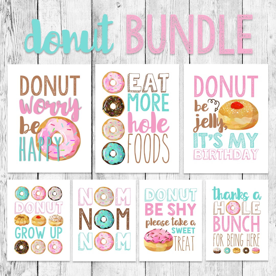 Donut Word Art Bundle/ Party Printable/ First Birthday Celebration ...