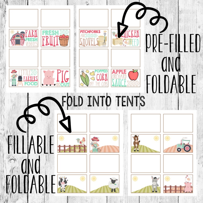 Farm Party Food Labels/ Editable Birthday Food Tents/ Printable ...