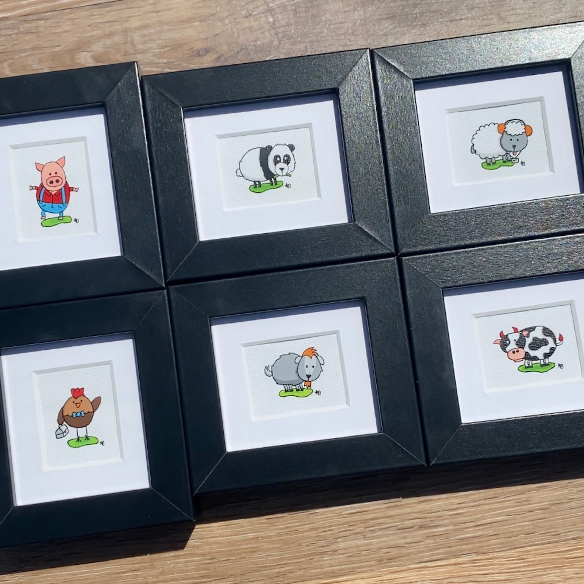 Pig Mini Painting Acrylic Painting 10x11cm Framed Original - Etsy