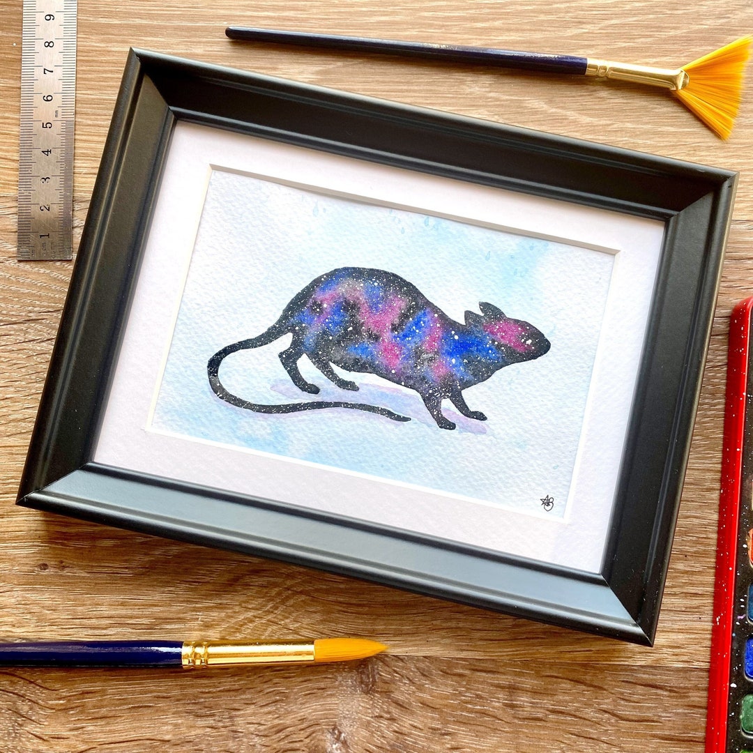 Rat Painting, Watercolour Painting, 15x20cm Framed, Original Art, Rat ...