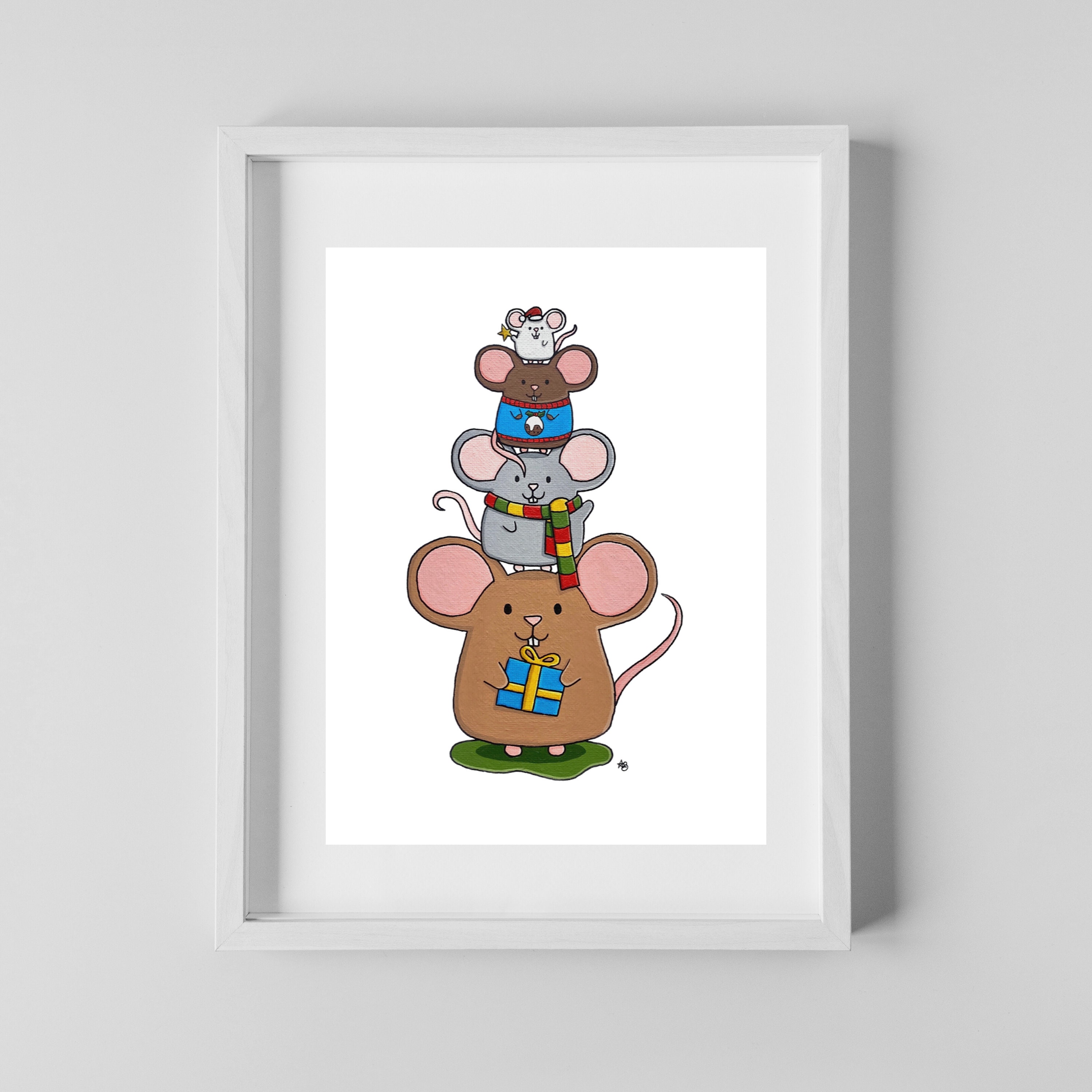 Merry Christmouse A4 Art Print, Limited Edition, Signed Giclee Print ...
