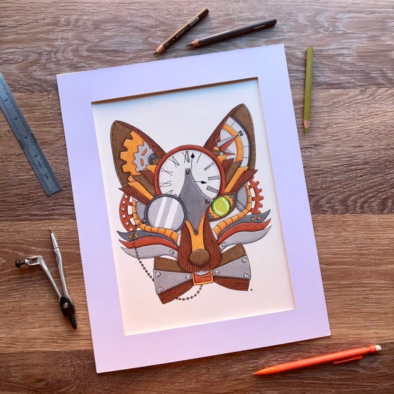 Steampunk Fox Drawing