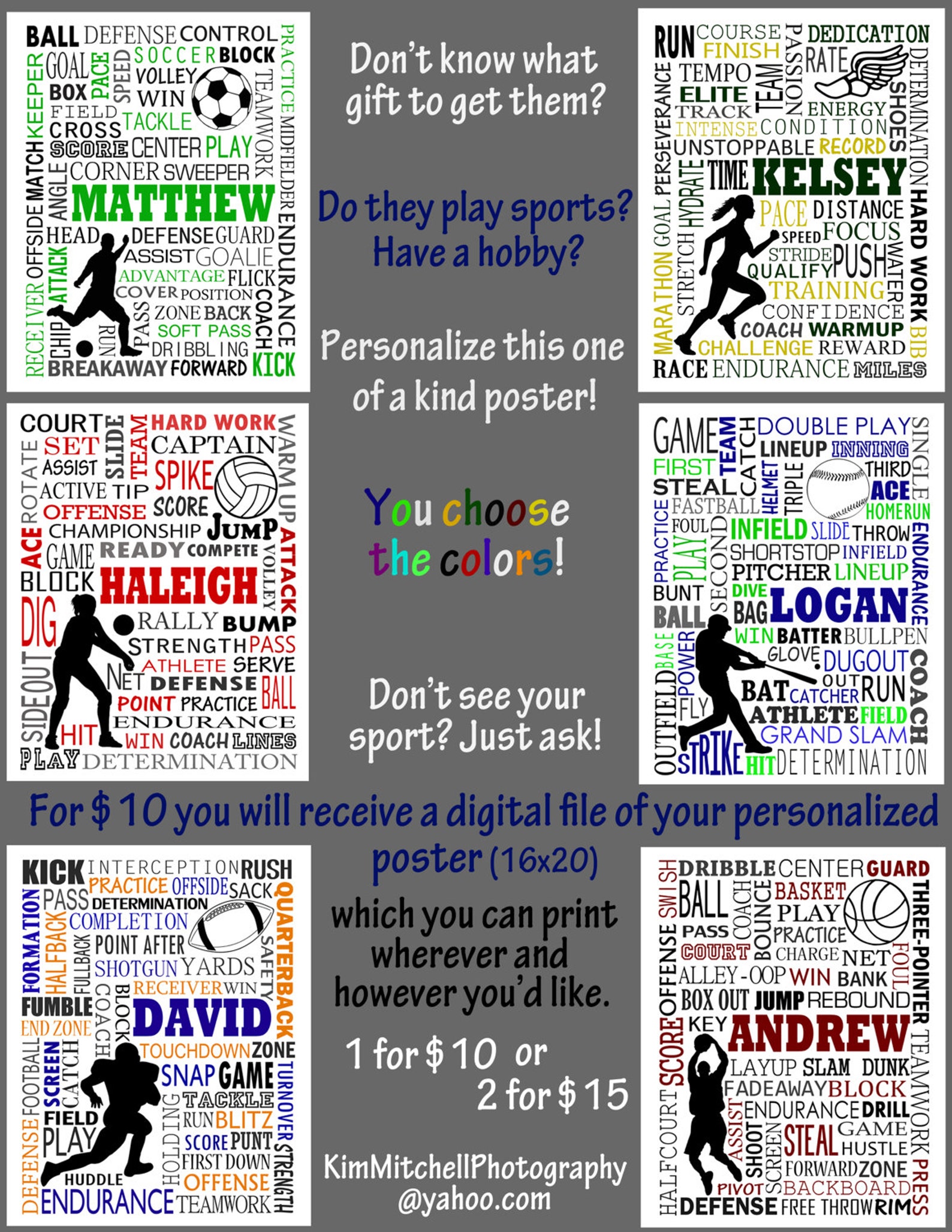 Personalized Posters! Sports, Hobbies, Careers, You Pick the Theme and ...
