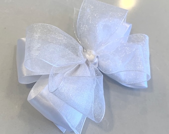 Sheer White Hair Bow | Etsy