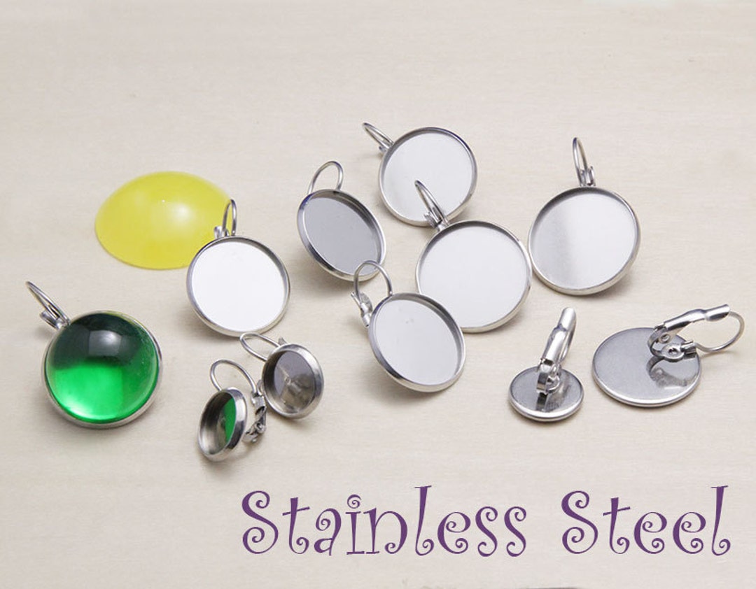 20pcs Surgical Steel Bezel French Earring Bases Blanks- Earring Base ...