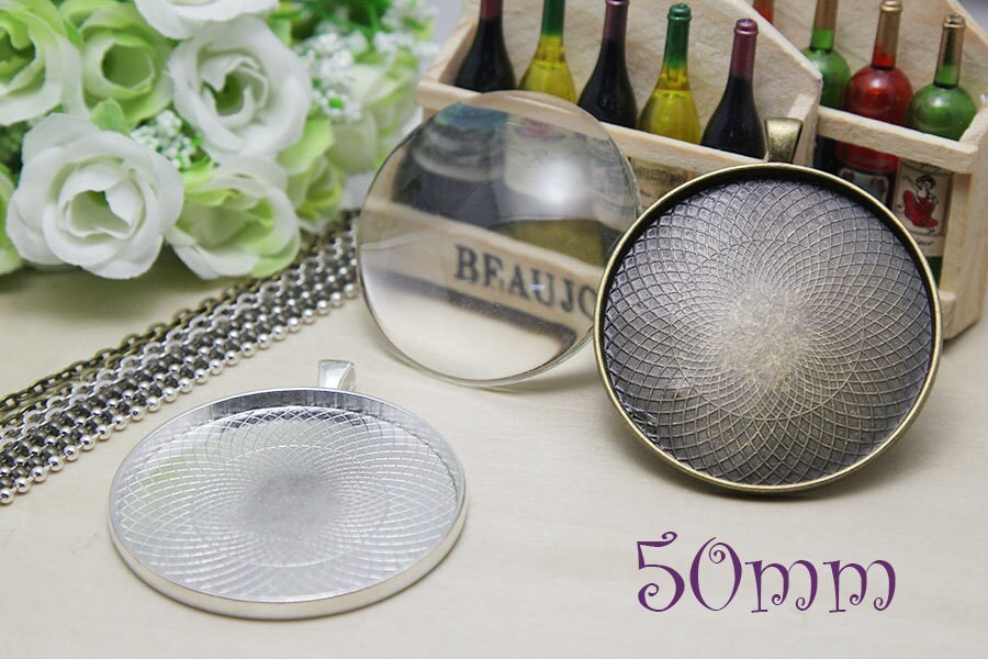 Large Glass Pendant Tray Kits 2inch 50mm Pendant Setting - Etsy