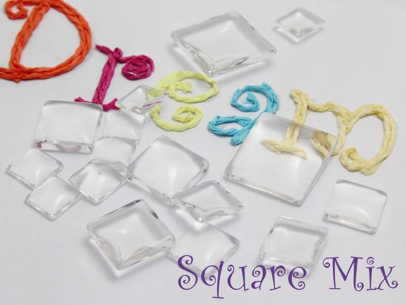 Square Domed Clear Glass Cabochon 50pcs Square Glass Cover - Etsy