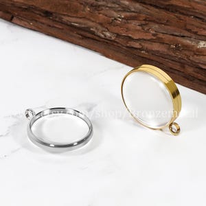 Curved Glass Locket Keychain - Fillable Floating Locket for Gemstones ...