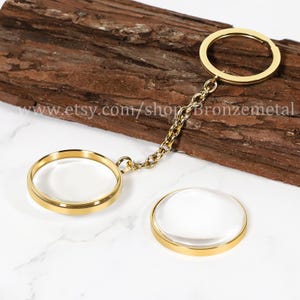 Curved Glass Locket Keychain - Fillable Floating Locket for Gemstones ...