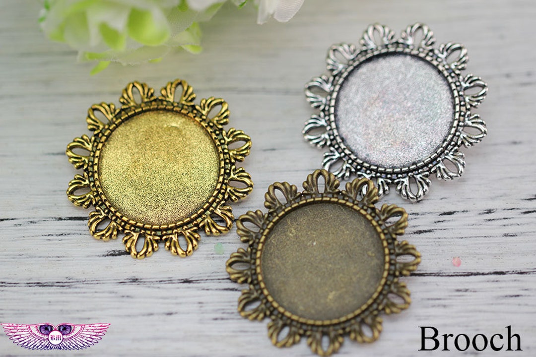 10 Pcs 25mm Brooch Buckle Blank - Brooch Settings - Circle Brooch Pin ...