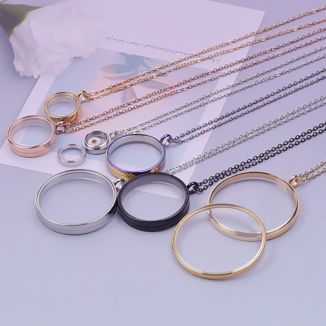 Clear Glass Floating Locket Stainless Steel Living Charms Locket ...