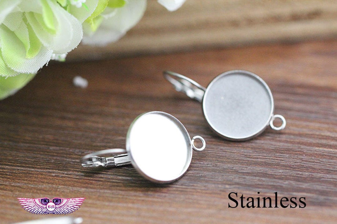 50pcs Bezel French Earring Bases Blanks- Earring Bezel Blank - Surgical ...
