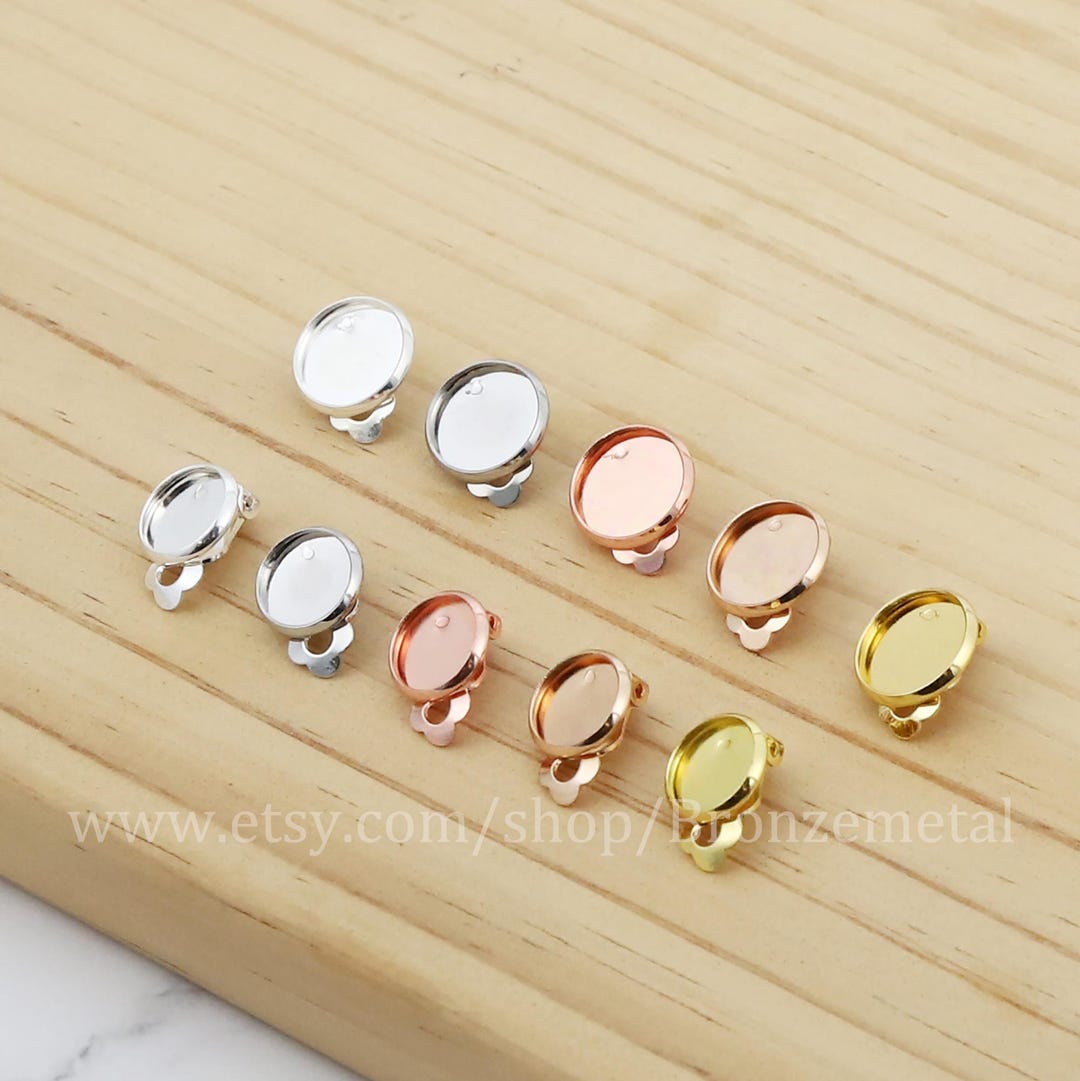 20pcs Earring Clips - Cabochon Base Earring Clip-clip on Earring Tray ...
