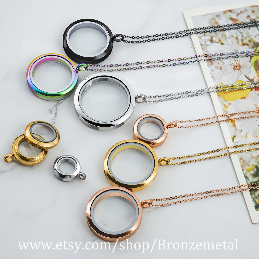 Floating Locket - Stainless Steel Glass Locket - Living Glass Charm ...