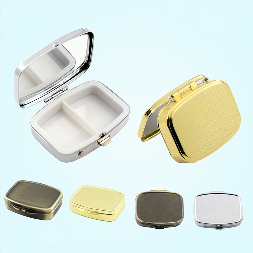 Square Pill Box Case Blank Two Compartment Pill Box Container Pill ...