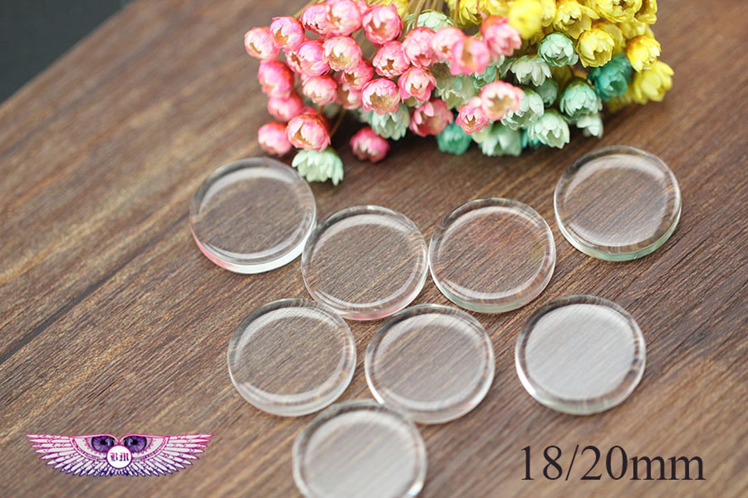 Flat Clear Glass Tile - Round Transparent Glass Cabochons - 18mm - 20mm ...