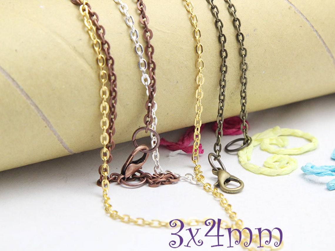 3mm Thick Vintage Oval Chain With Lobster Clasp-oval Plain - Etsy