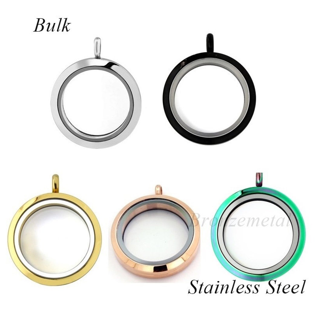 Glass Locket Pendant Floating Memory Locket 10PCS Stainless Steel ...