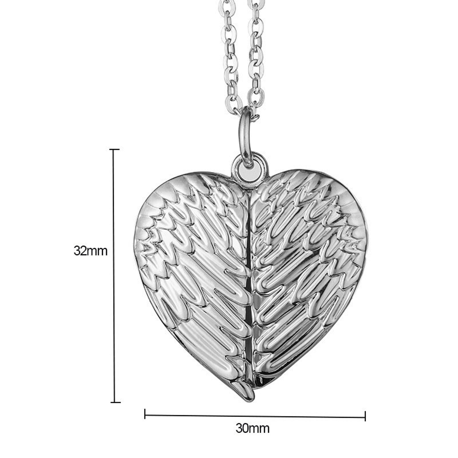 Angel Wings Heart Pendant Locket Necklace - Sublimation Printing Heart ...