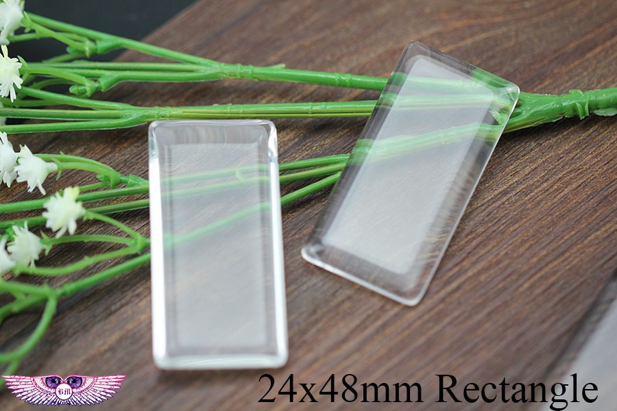24x48mm Rectangle Glass Tile - Rectangle Clear Cabochon - Flat Glass ...