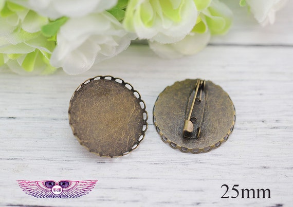 Bruckle Brooch Lable Pin Blank 25mm Lace blank lable pin | Etsy
