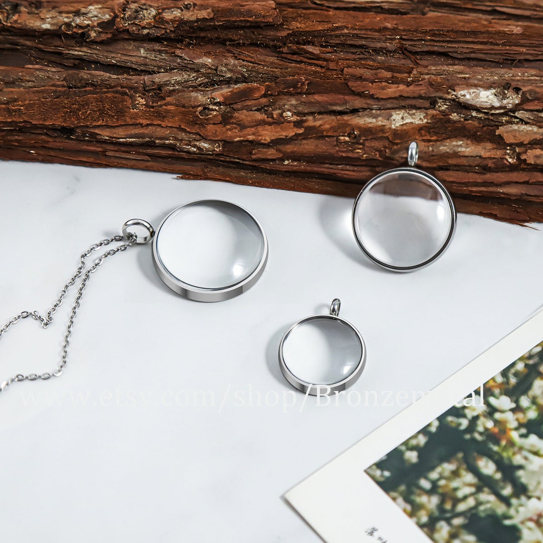 Curved Glass Locket - Stainless Steel Pet Ashes Hair Living Memory ...