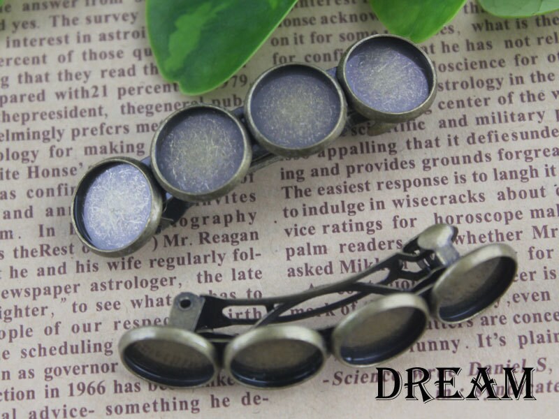 12MM Brass Blank Hair Barrette Round Cameo Mounting 4 Pads - Etsy
