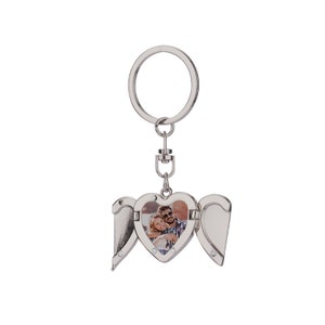 Angel Wings Heart Pendant Locket Necklace Sublimation Printing Heart ...