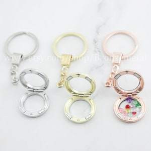 Glass Locket Keychain - Fillable Floating Locket for Gemstones Sand ...