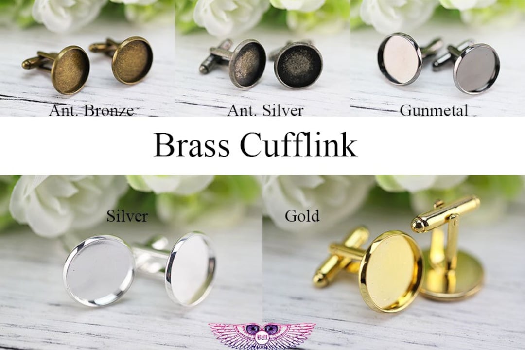 16mm French Cuff Link Blank - Brass Cufflink Blank - Bezel Cuff Link ...