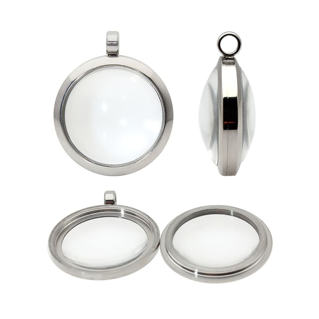 Curved Glass Locket Stainless Steel Living Locket Pendant Locket for ...