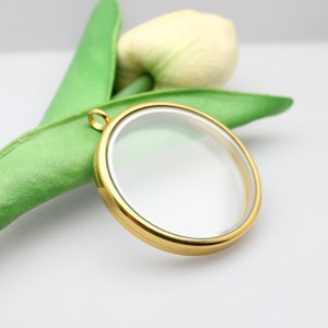 45mm Large Clear Floating Locket Stainless Steel Glass Locket Living ...