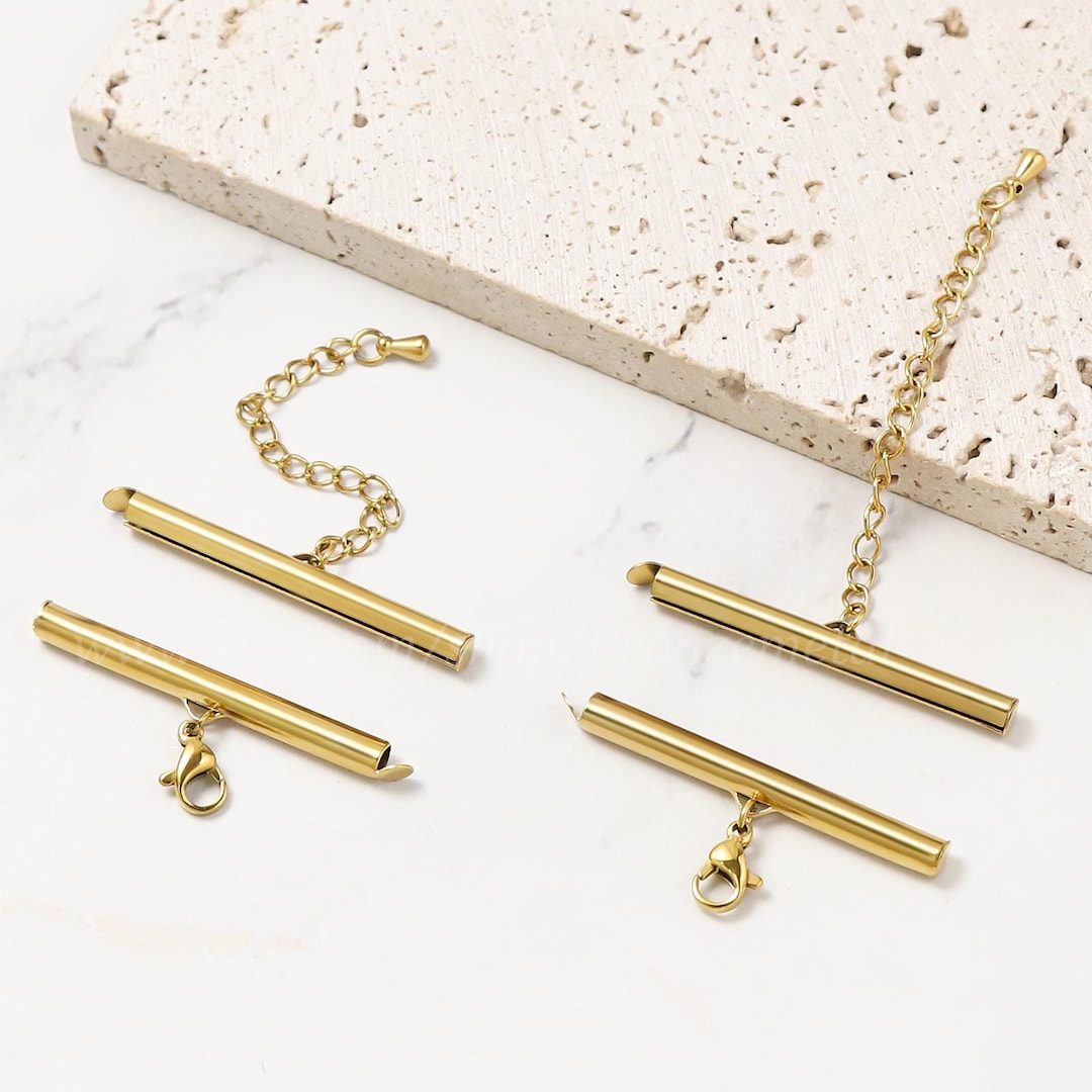 10pcs Stainless Steel Slide Connector Clasp With Extension Chain,slide ...