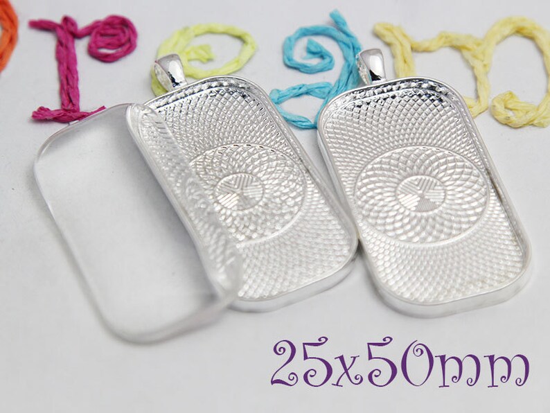 Pendant Blank Rectangle 25x50mm Zinc Alloy Cabochon Base - Etsy