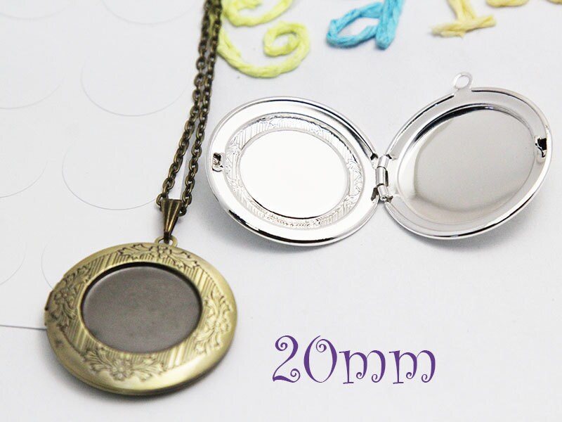 Kits - Photo Locket Blanks 20mm - Brass Vintage Locket Cameo Settings ...