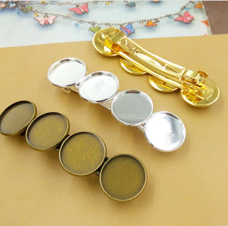 20mm Brass Blank Hair Barrette Round Cameo Mounting 4 Pads - Etsy
