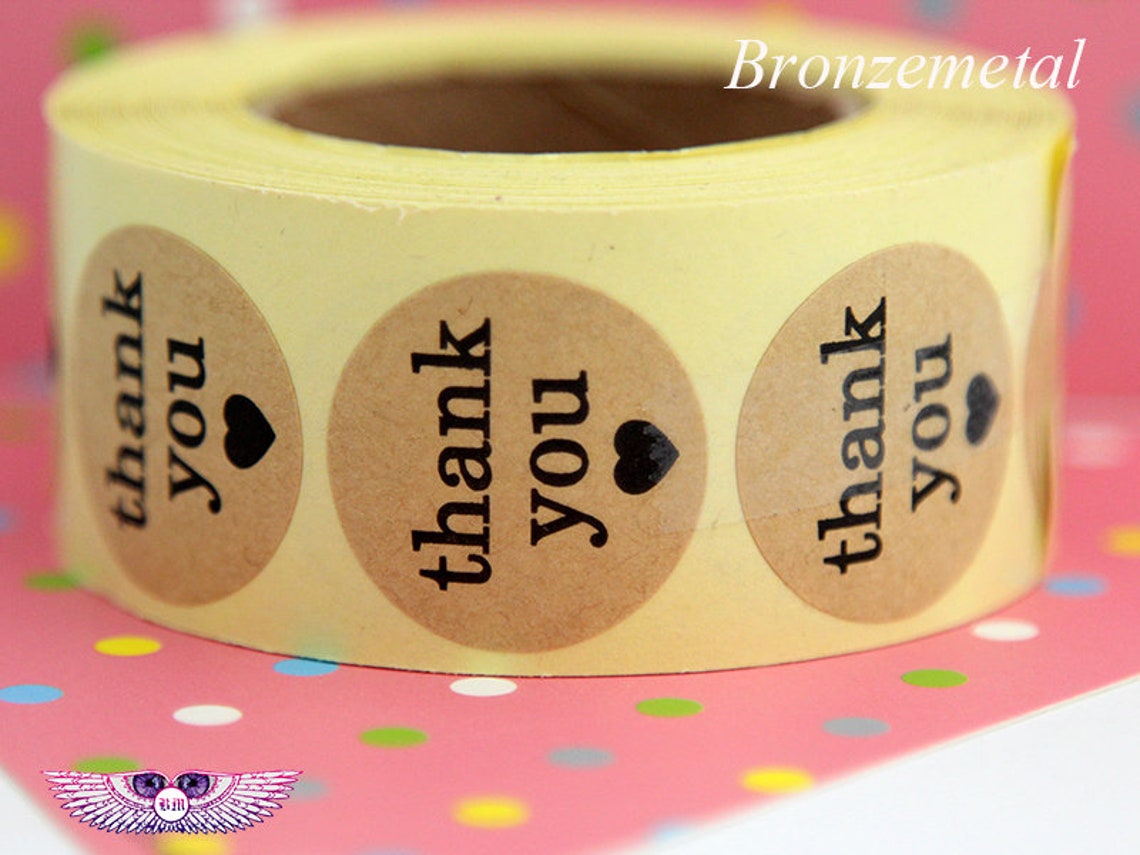 Thank You Sticker thank You Stickers Roll Heart Thank You - Etsy