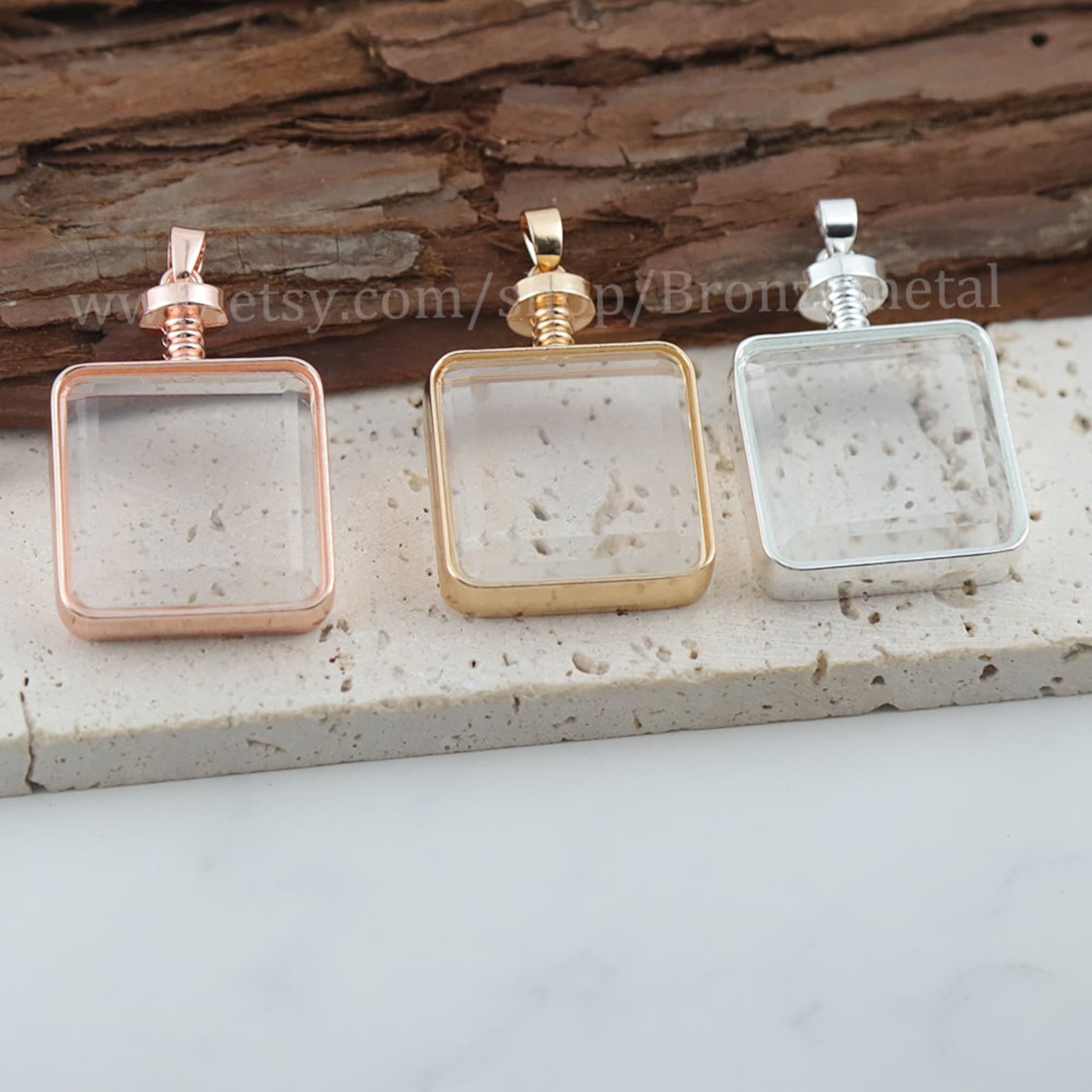 Deep Fillable Glass Locket - Double Sided Case Locket for Birthstones ...