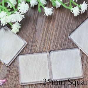 Flat Square Glass Cabochons- High Clarity 25mm (1 Inch) Square Glass ...