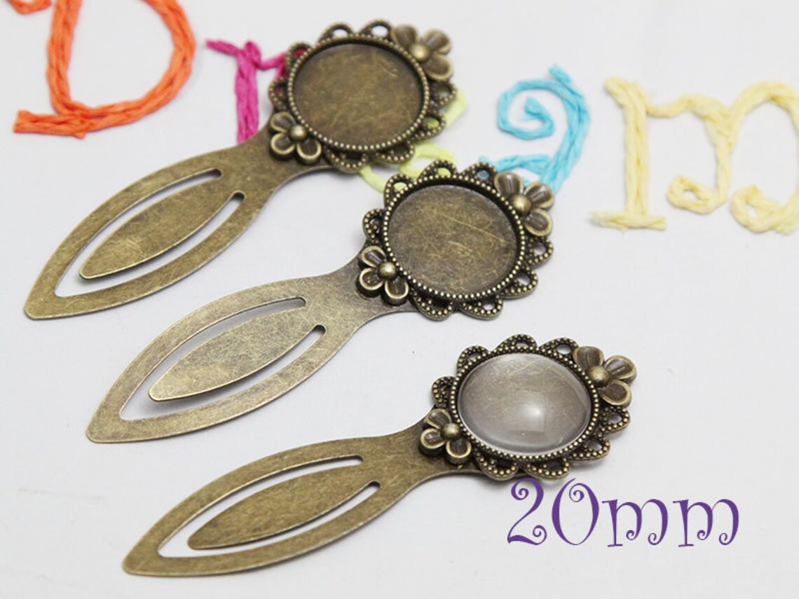 20mm Round Bookmark Base, Antique Bronze Bookmark Settings-pendant ...