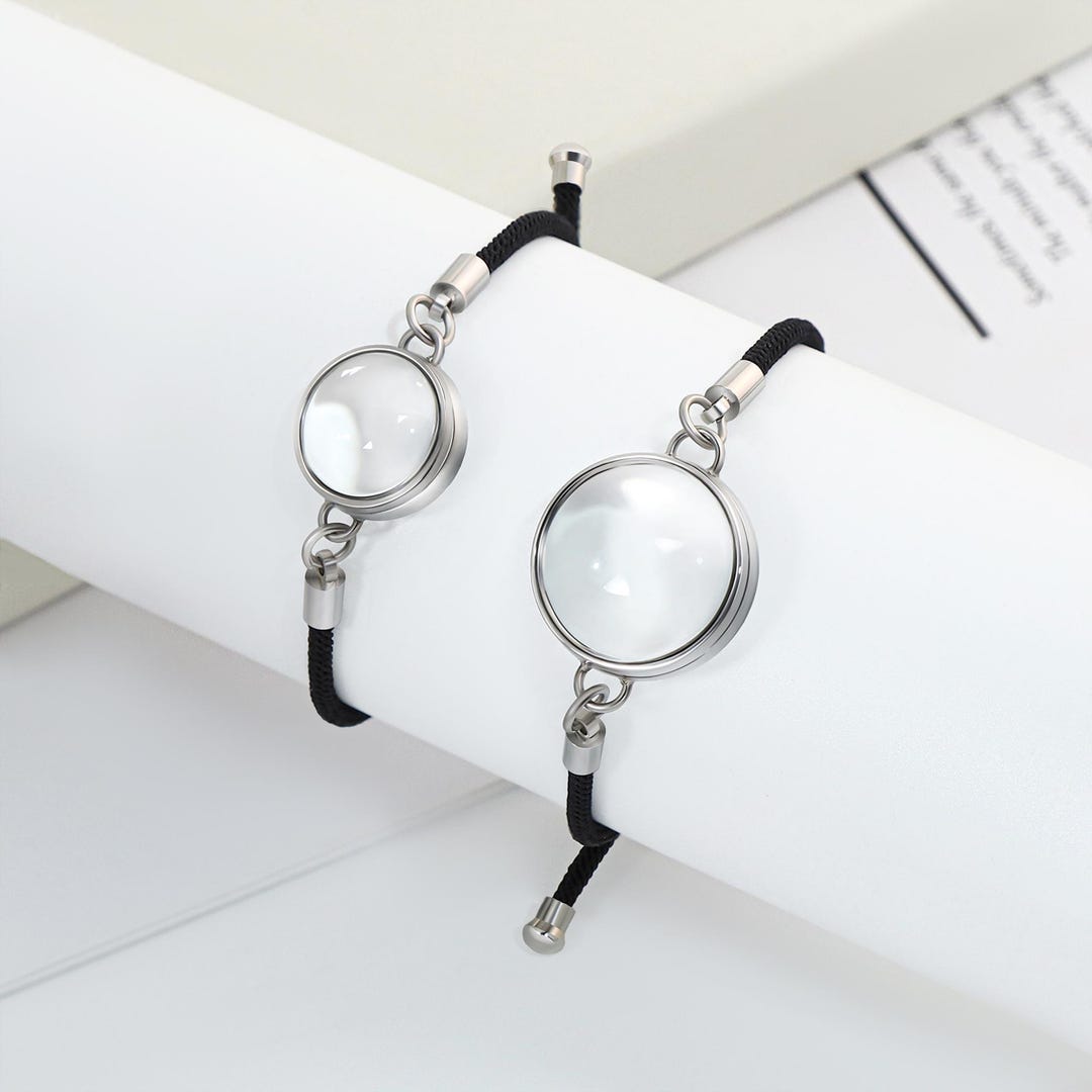 Glass Memory Locket Braided Bracelet -stainless Steel Magnifier ...