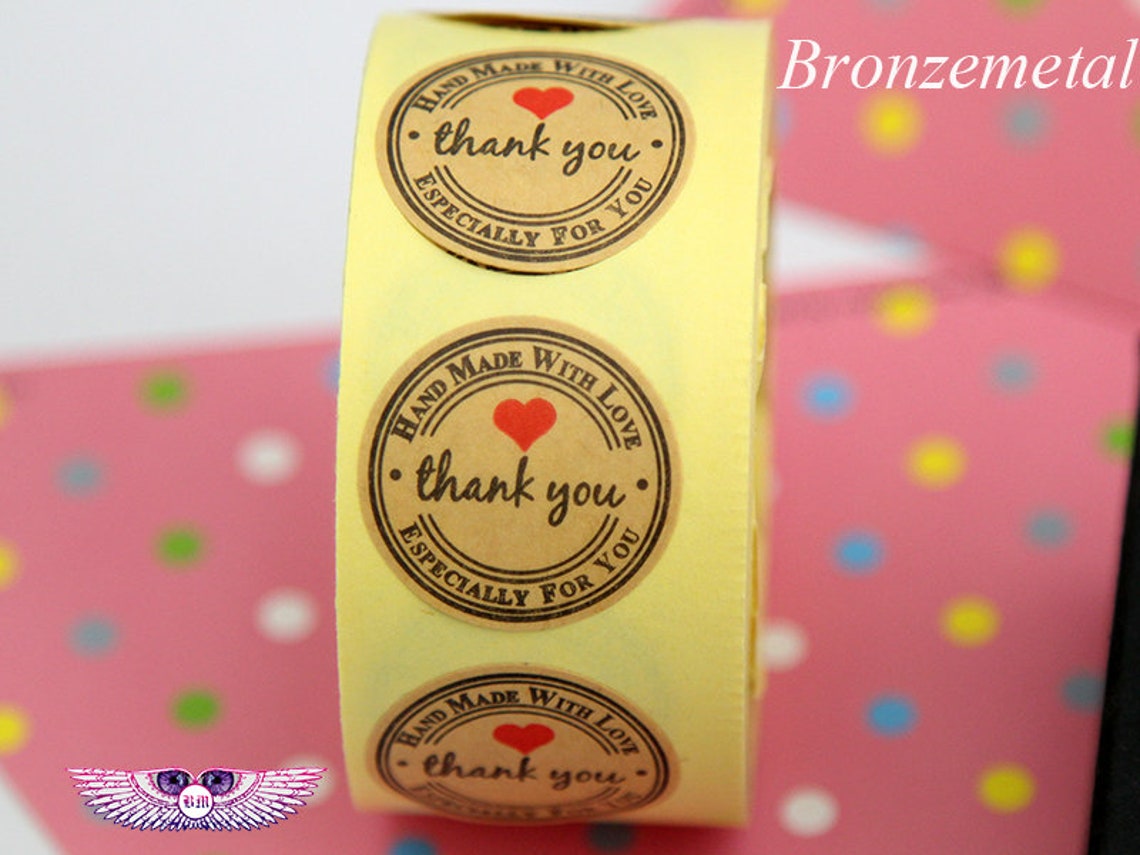 Thank You Sticker thank You Stickers Roll Heart Thank You - Etsy