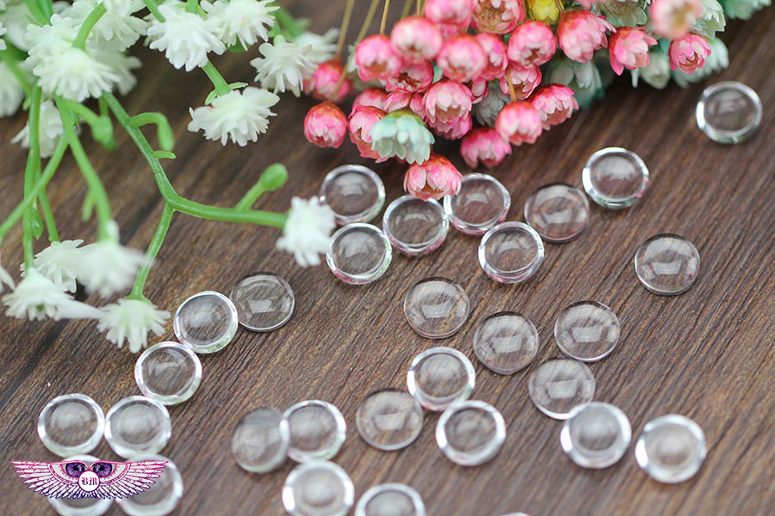 Flat Back Glass Cabochon - 8mm Round Clear Glass Cabochons - Clear ...