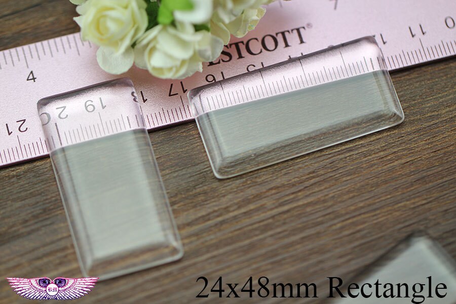 24x48mm Rectangle Glass Tile - Rectangle Clear Cabochon - Flat Glass ...