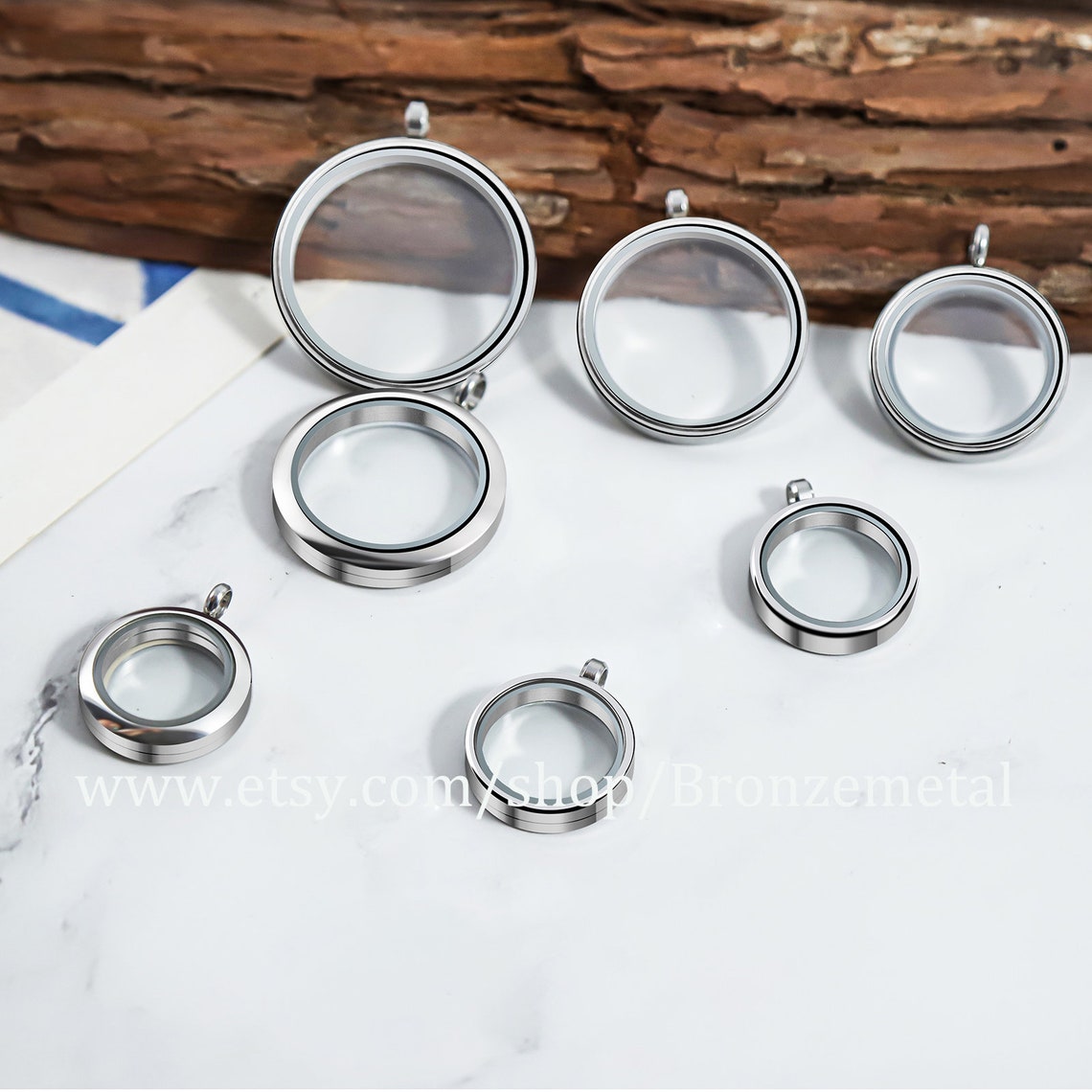 Glass Floating Locket - Stainless Steel Glass Memory Locket - Living ...